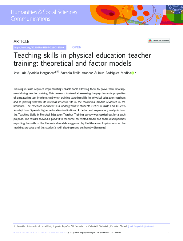 (PDF) Teaching skills in physical education teacher training ...