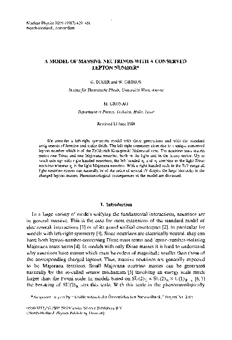 (PDF) A model of massive neutrinos with a conserved lepton number