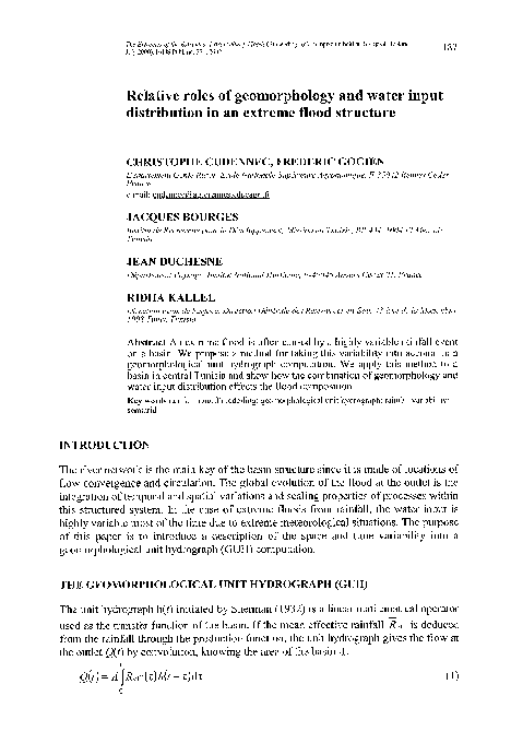 (PDF) Relative roles of geomorphology and water input distribution in an extreme flood structure