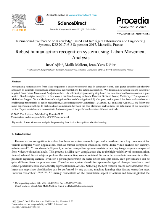 Pdf Robust Human Action Recognition System Using Laban Movement Analysis