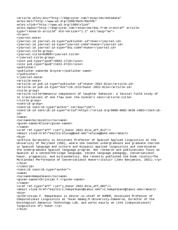 Semantic components of laughter behavior: a lexical field study of 14 ...