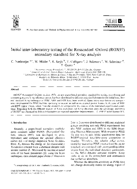 (PDF) Initial inter-laboratory testing of the Rossendorf-Oxford (ROX97 ...