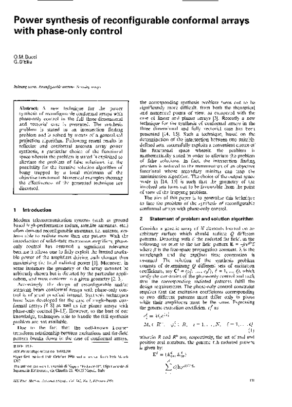 Pdf Power Synthesis Of Reconfigurable Conformal Arrays With Phase Only Control