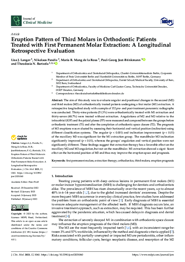(PDF) Eruption Pattern of Third Molars in Orthodontic Patients Treated ...