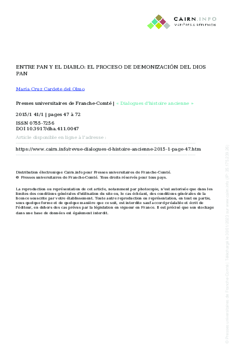 (PDF) Entre Pan y el Diablo: el proceso de demonización del dios Pan
