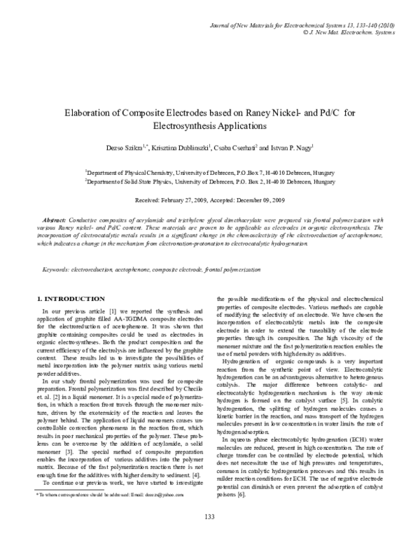 (PDF) Elaboration of composite electrodes based on raney nickel- and Pd ...