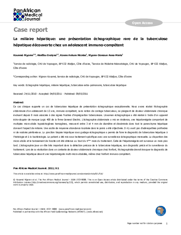 (PDF) La miliaire hépatique: une présentation échographique rare de la ...