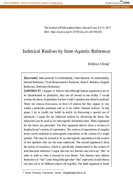 (PDF) Indexical Realism by Inter-Agentic Reference