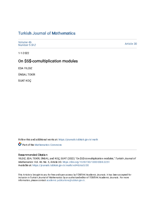 (PDF) On $S$-comultiplication modules