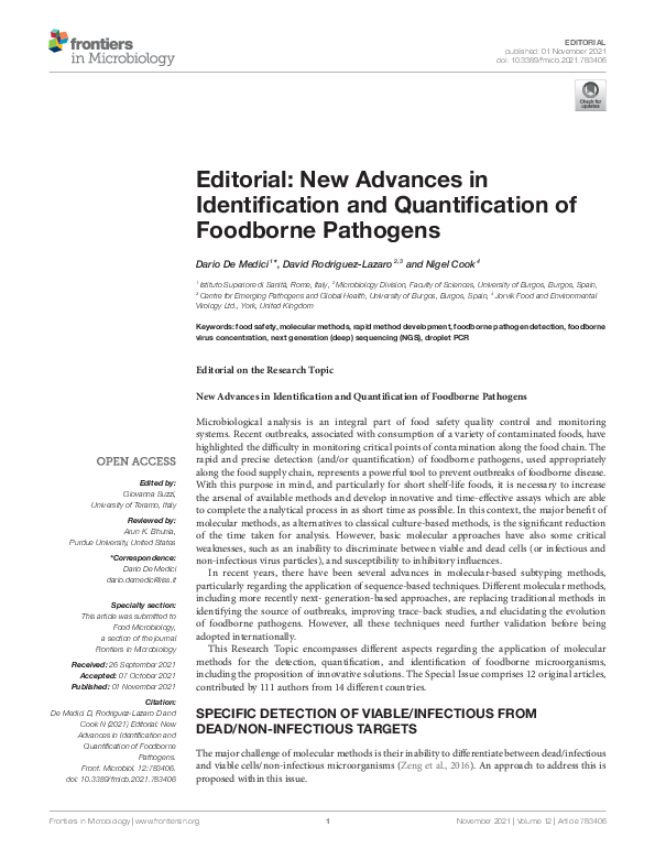 (PDF) Editorial: New Advances in Identification and Quantification of ...