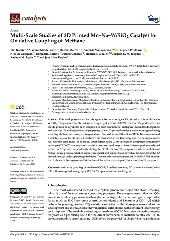 (PDF) Multi-Scale Studies of 3D Printed Mn–Na–W/SiO2 Catalyst for ...
