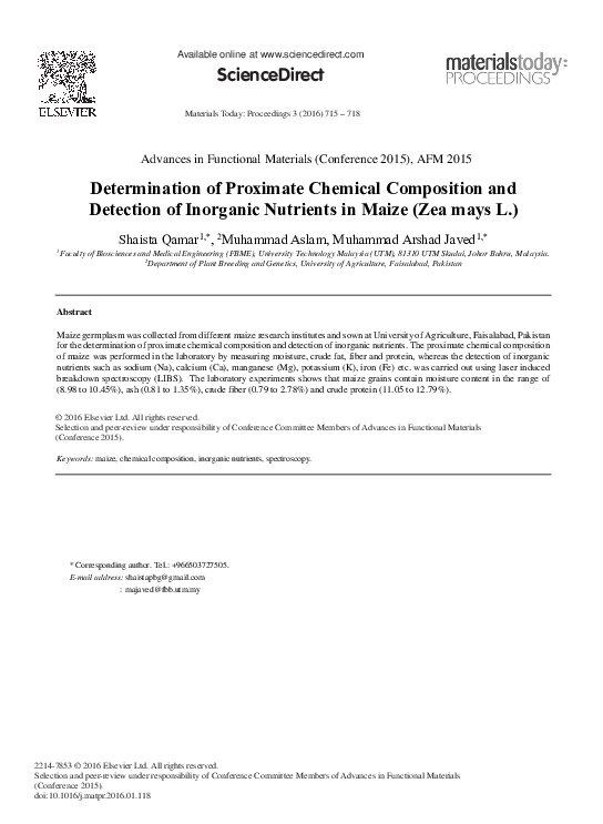 (PDF) Determination of Proximate Chemical Composition and Detection of Inorganic Nutrients in ...