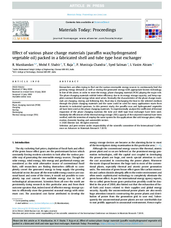 (PDF) Effect of various phase change materials (paraffin wax ...