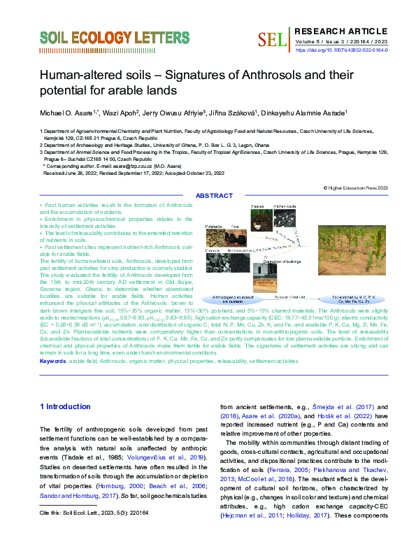 (PDF) Human-altered soils — Signatures of Anthrosols and their ...