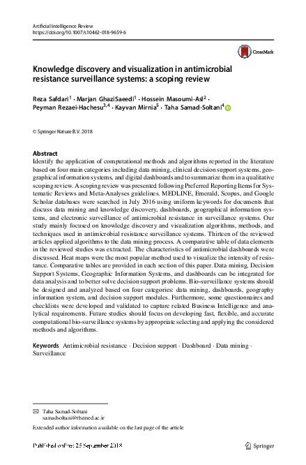 (PDF) Knowledge discovery and visualization in antimicrobial resistance surveillance systems: a ...