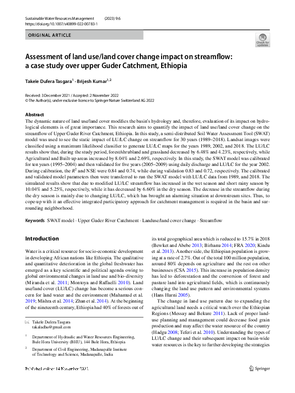 (PDF) Assessment of land use/land cover change impact on streamflow: a case study over upper ...