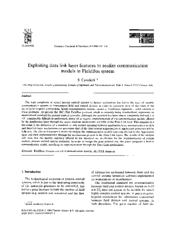 Pdf Exploiting Data Link Layer Features To Realize Communication Models In Fieldbus System 6868