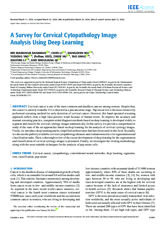 (PDF) A Survey for Cervical Cytopathology Image Analysis Using Deep ...