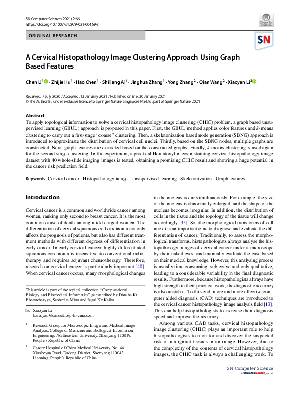 (PDF) A Cervical Histopathology Image Clustering Approach Using Graph ...