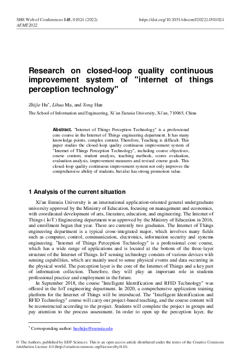 (PDF) Closed-Loop Quality System for IoT Education