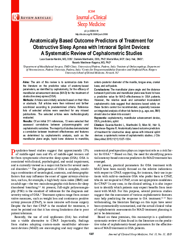 (PDF) Anatomy-Based Predictors for OSA Treatment
