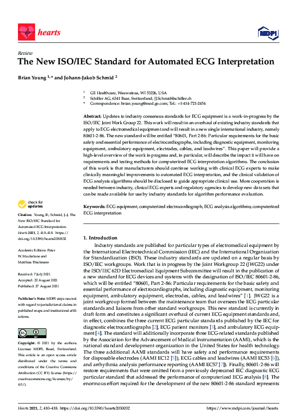 (PDF) The New ISO/IEC Standard for Automated ECG Interpretation