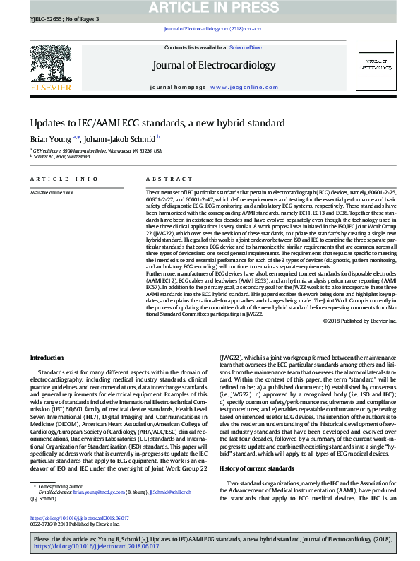 (PDF) Updates to IEC/AAMI ECG standards, a new hybrid standard