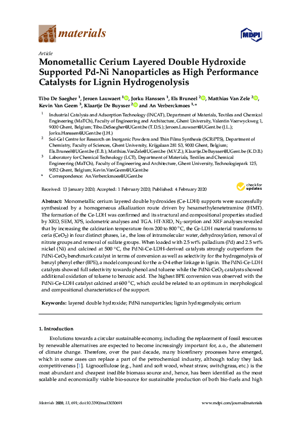(PDF) Monometallic Cerium Layered Double Hydroxide Supported Pd-Ni ...