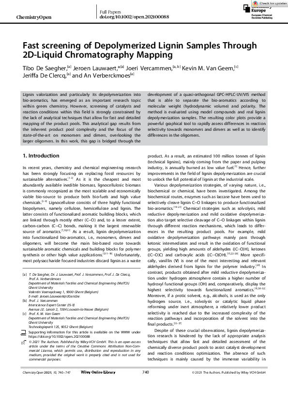(PDF) Fast screening of Depolymerized Lignin Samples Through 2D‐Liquid ...