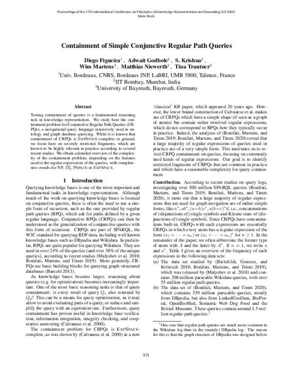 Pdf Containment Of Simple Conjunctive Regular Path Queries