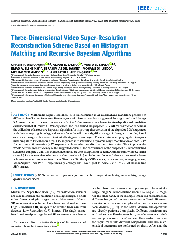 (PDF) 3D Video Super-Resolution via Bayesian Algorithms and Histogram Matching