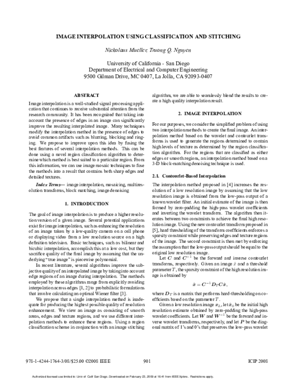 Pdf Image Interpolation Using Classification And Stitching