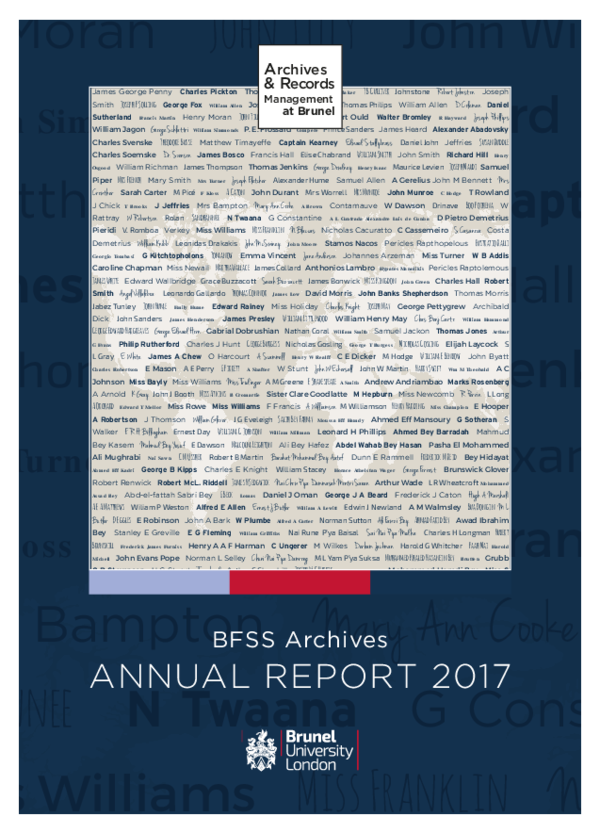 (PDF) ANNUAL REPORT 2017 Archives & Records Management at Brunel