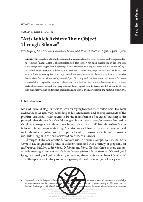 (PDF) "Arts Which Achieve Their Object Through Silence"