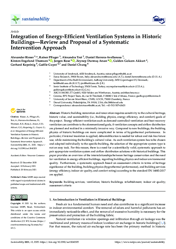(PDF) Integration of Energy-Efficient Ventilation Systems in Historic Buildings—Review and ...
