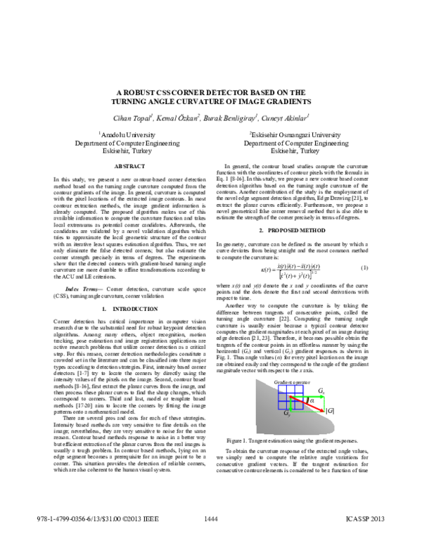Pdf Css Corner Detection Via Gradient Curvature