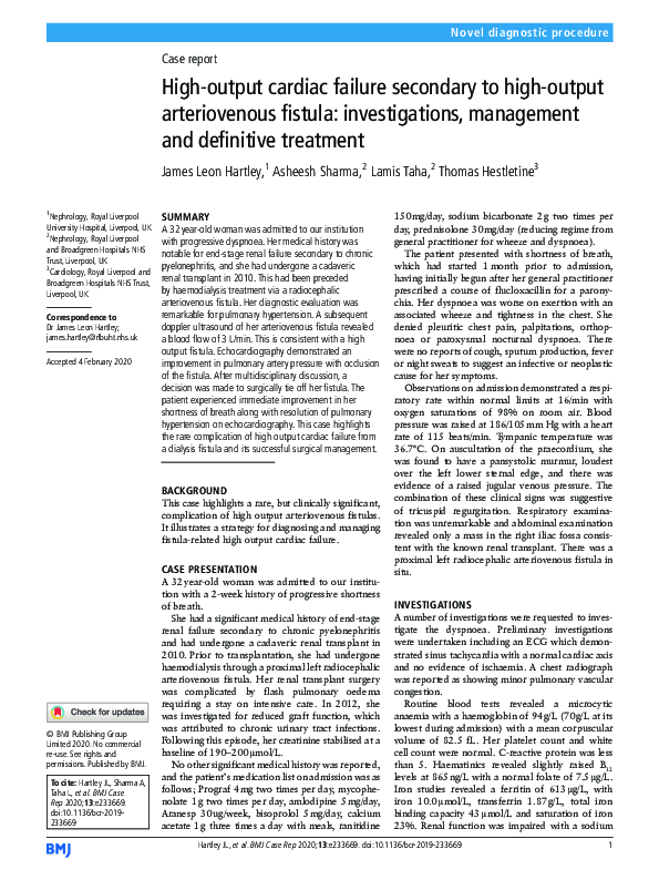 (PDF) High-output cardiac failure secondary to high-output ...