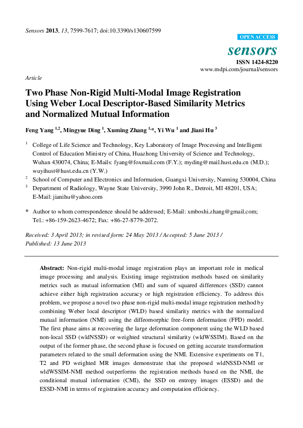 (PDF) Two Phase Non-Rigid Multi-Modal Image Registration Using Weber Local Descriptor-Based ...