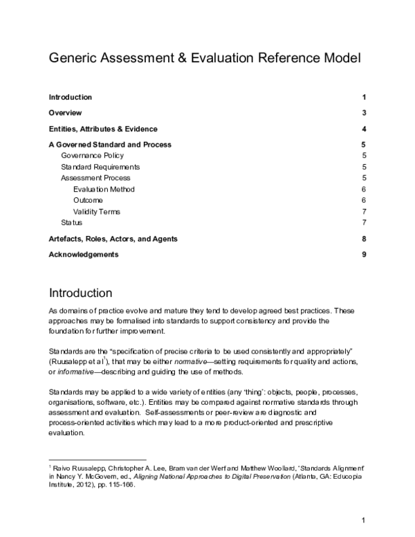 (PDF) Generic Assessment & Evaluation Reference Model