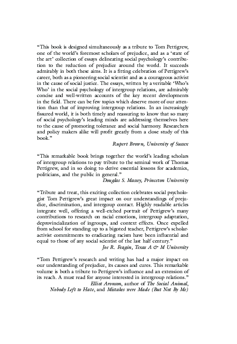 (PDF) Improving Intergroup Relations: Building on the Legacy of Thomas ...