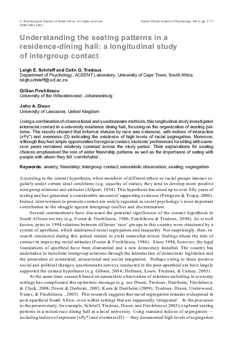 (PDF) Understanding the Seating Patterns in a Residence-Dining Hall: A ...