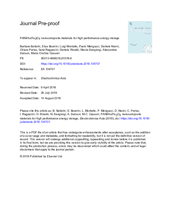 (PDF) PANI/Au/Fe3O4 nanocomposite materials for high performance energy ...