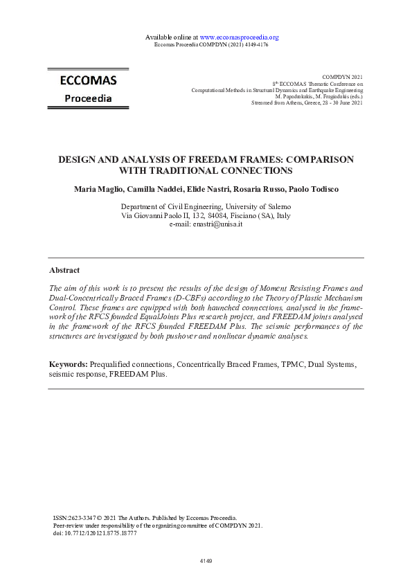 (PDF) Design and Analysis of Freedam Frames: Comparison with ...