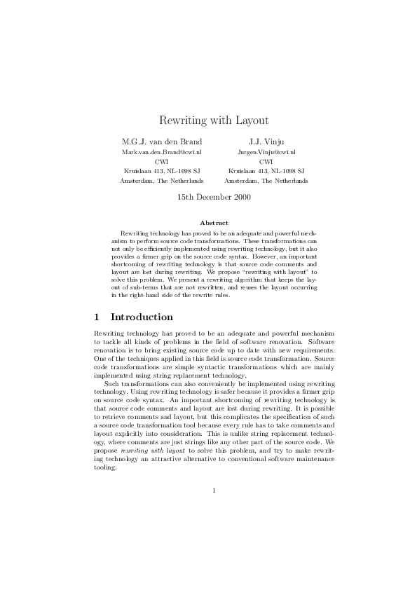 (PDF) Rewriting with layout