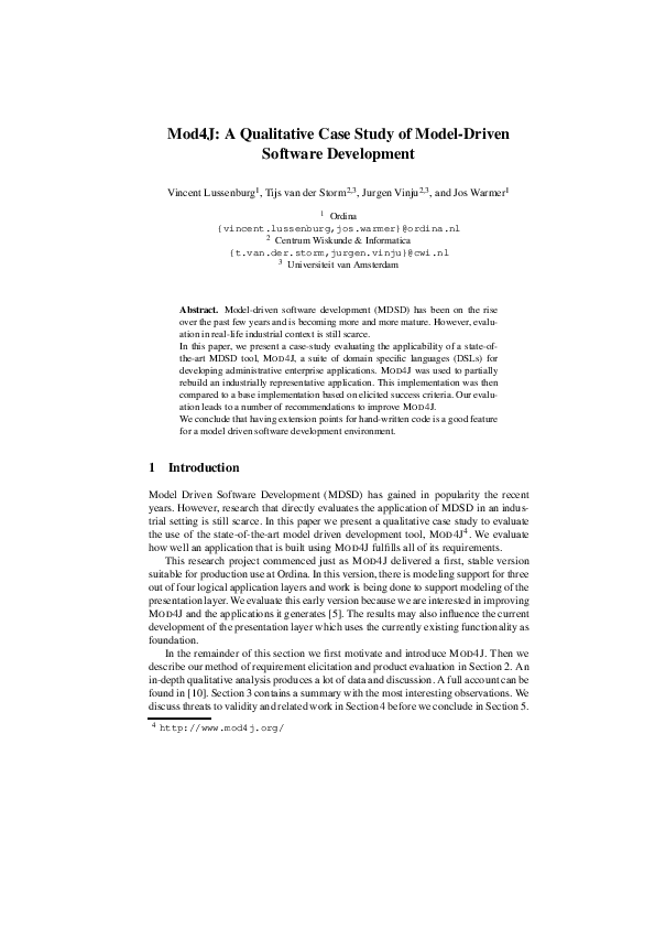 (PDF) Mod4J: A qualitative case study of model-driven software development