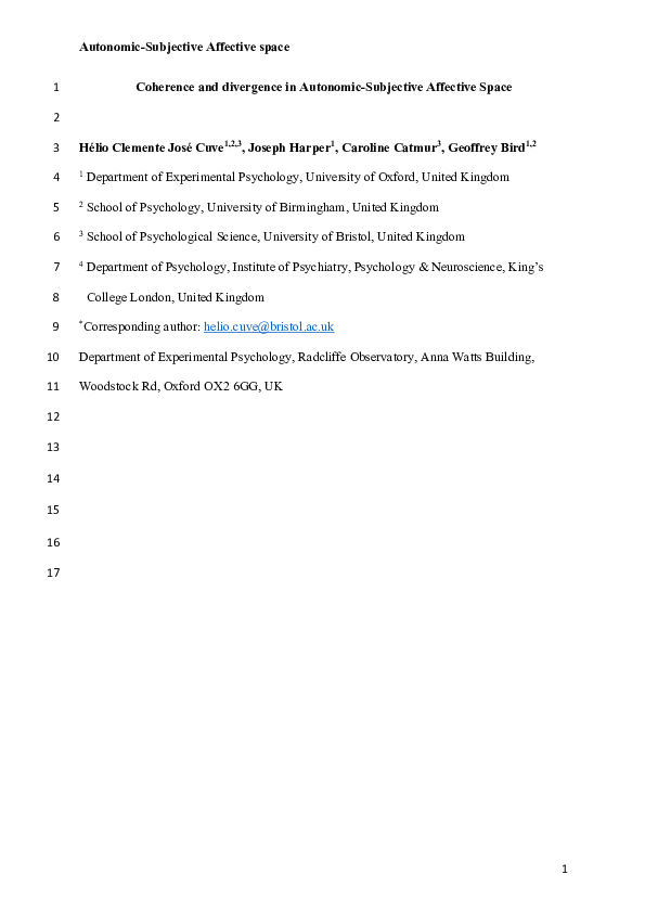 (PDF) Autonomic-Subjective Affective space