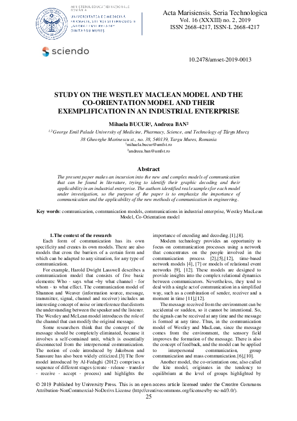 (PDF) Study on the Westley Maclean Model and the Co-Orientation Model ...