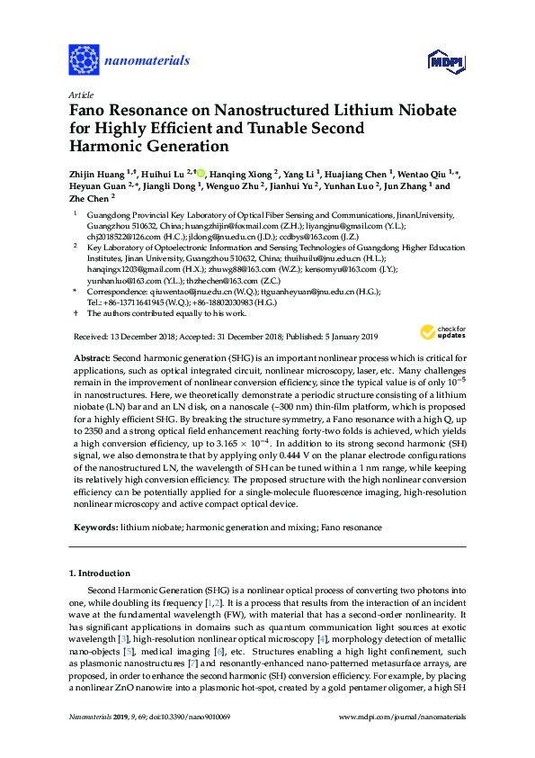 (PDF) Fano Resonance on Nanostructured Lithium Niobate for Highly Efficient and Tunable Second ...