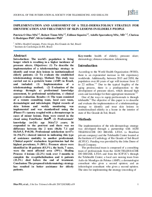 (PDF) Implementation and Assessment of a Tele-Dermatology Strategy for Identification and ...