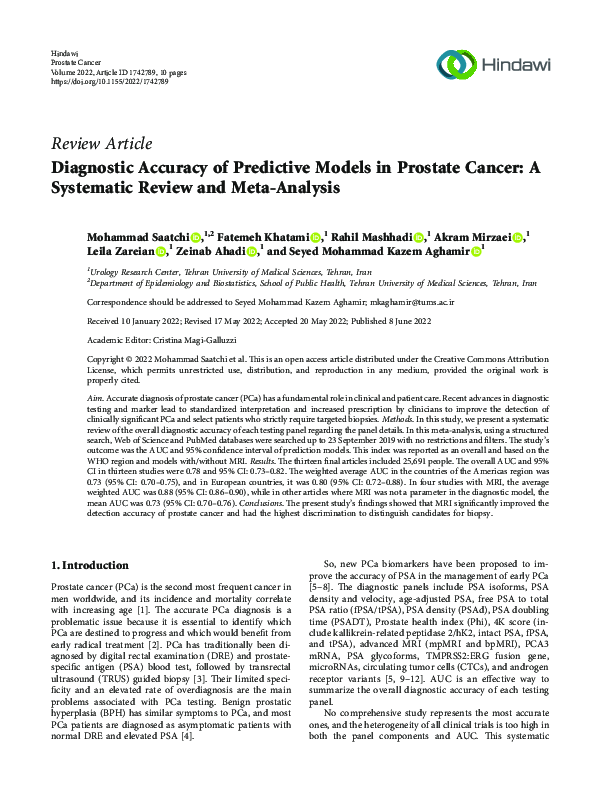 (PDF) Meta-Analysis of Prostate Cancer Diagnostic Models